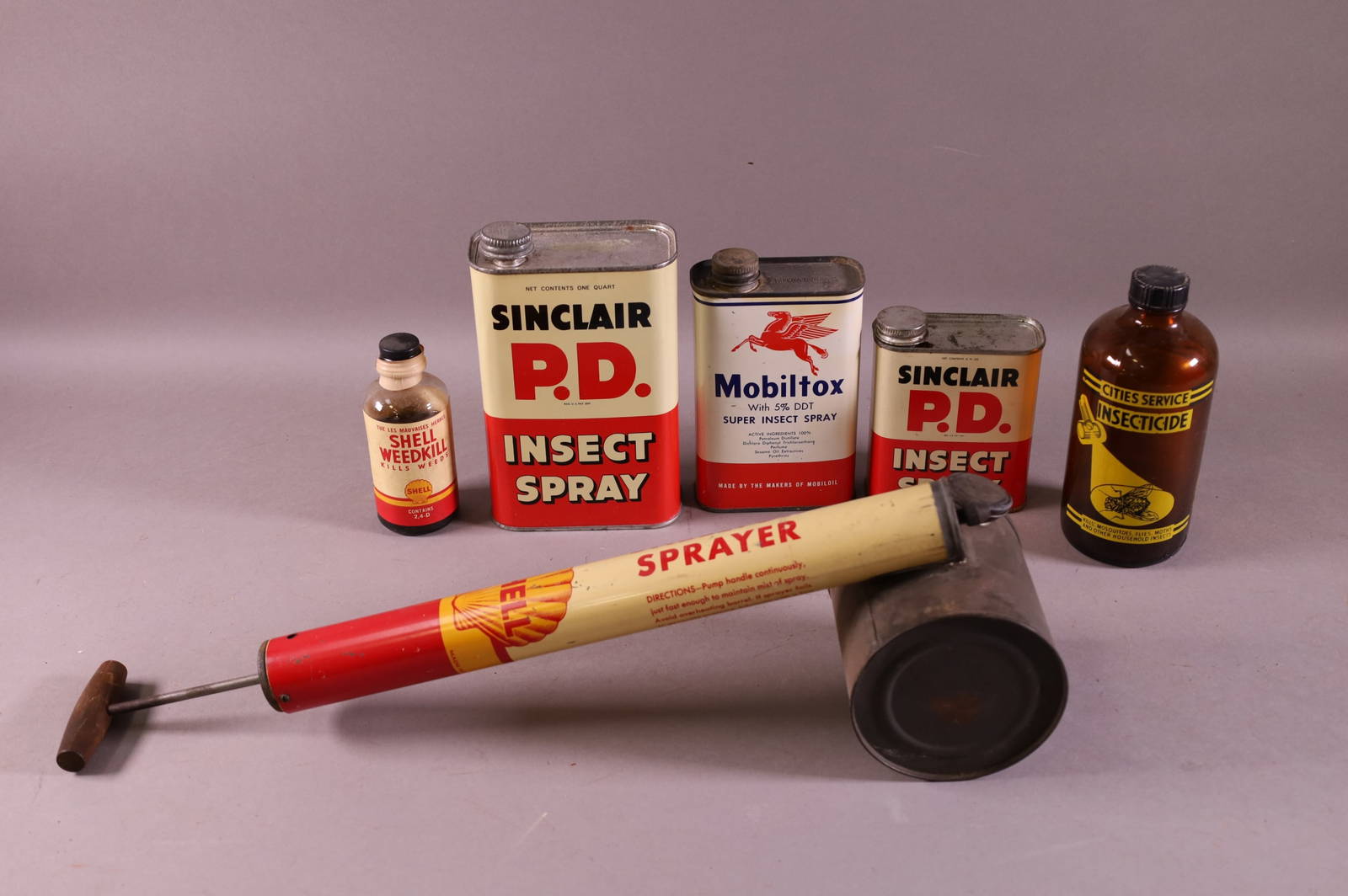 Six Gas Company Insecticide Cans Items Auction