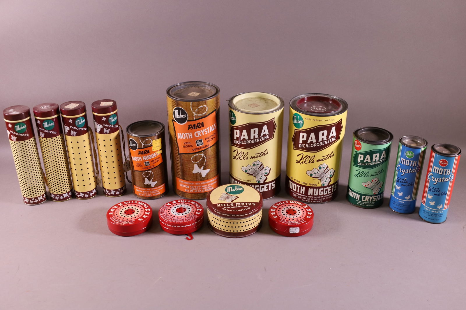 Large Lot Of Mabex Moth Cans Auction