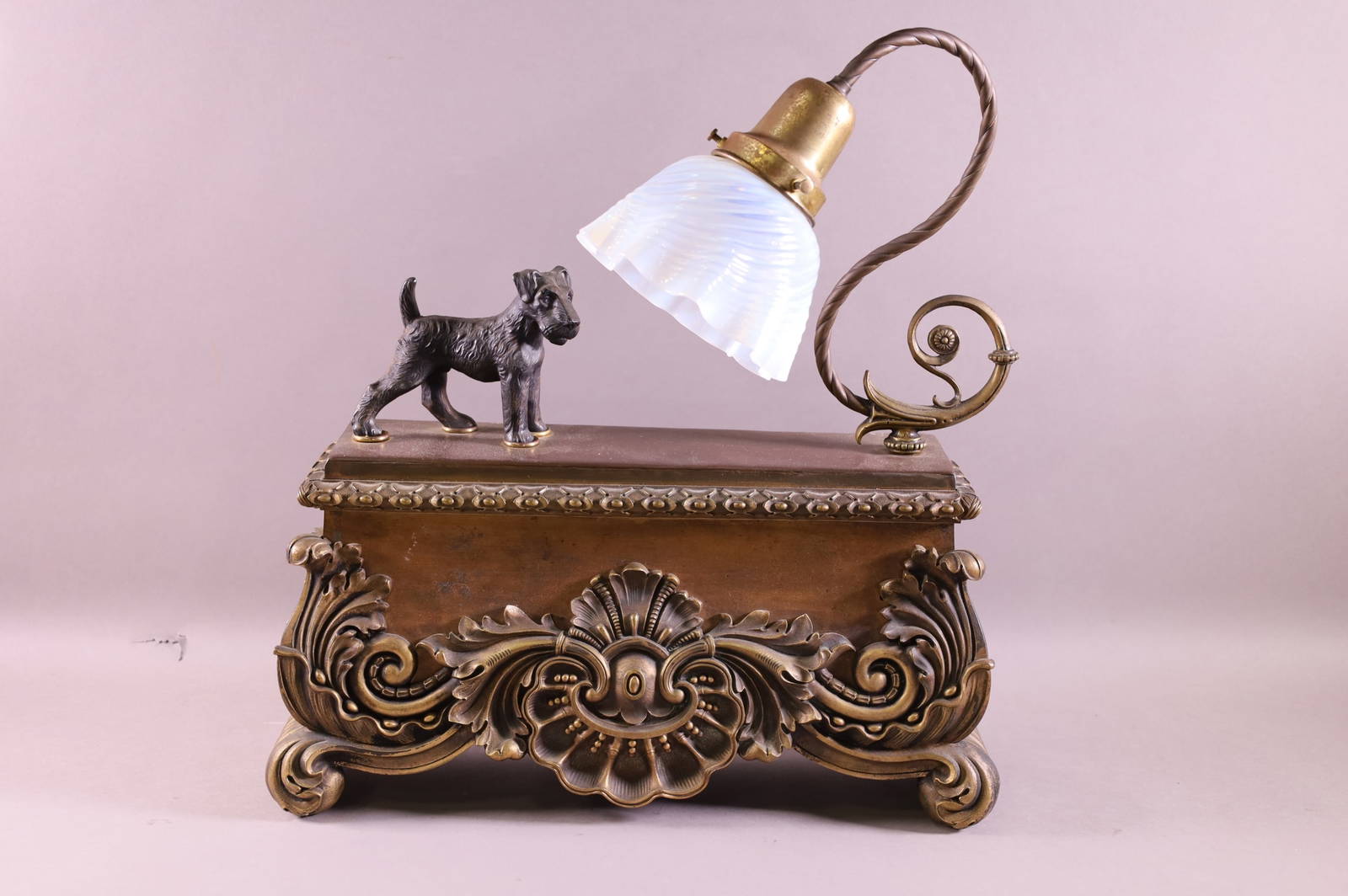 Antique Gilt Metal Dog Table Lamp Auction