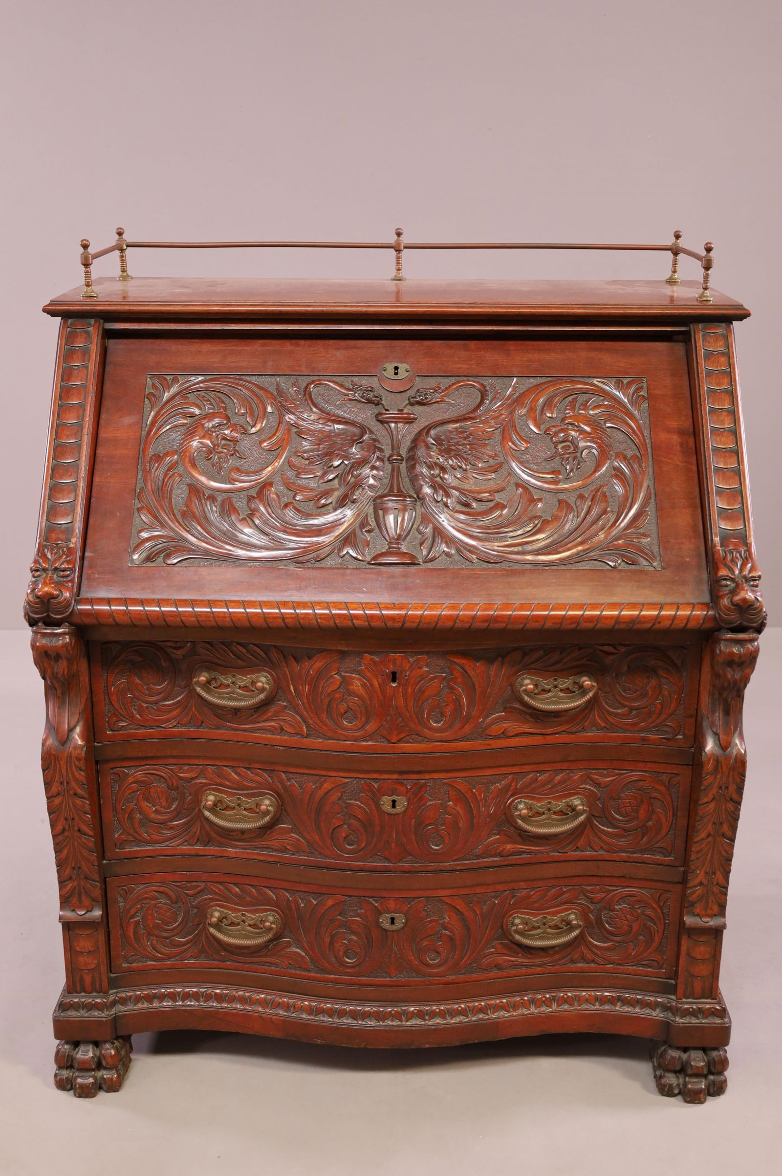 Rj Horner Mahogany Drop Front Desk Auction