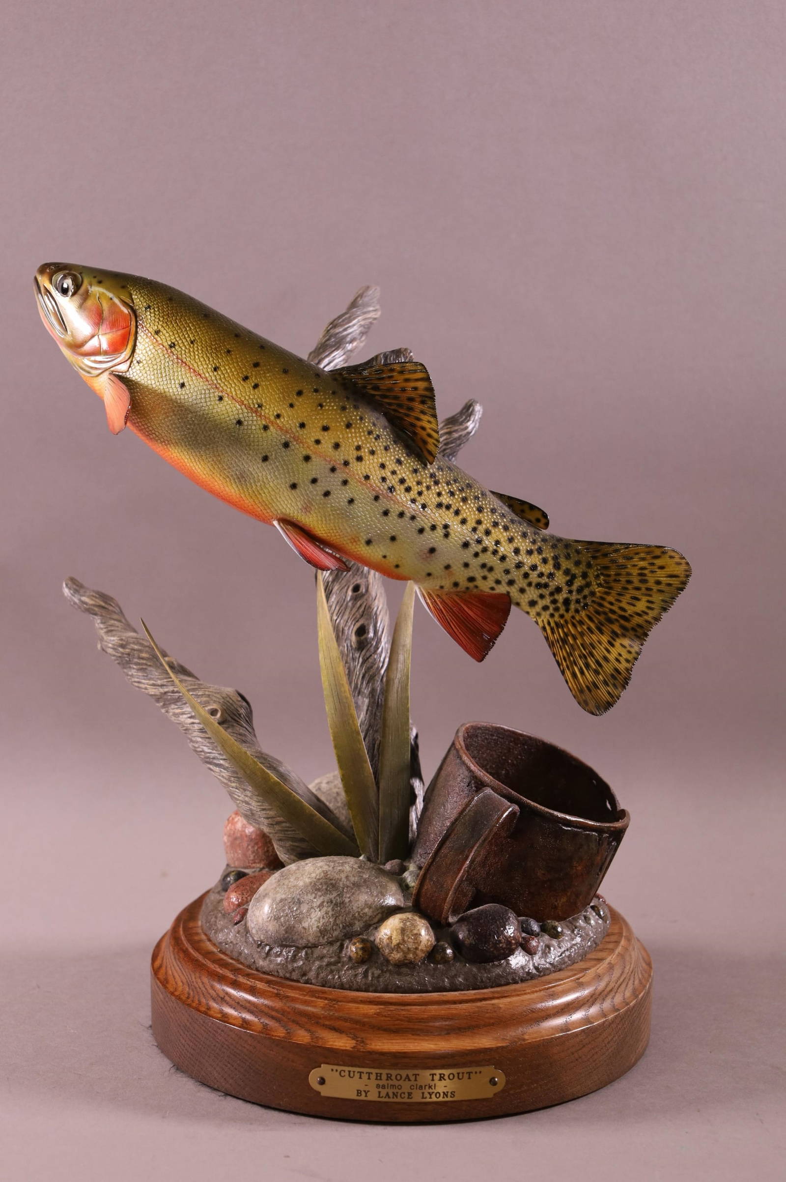 Lance Lyons Wood Trout Sculpture Auction