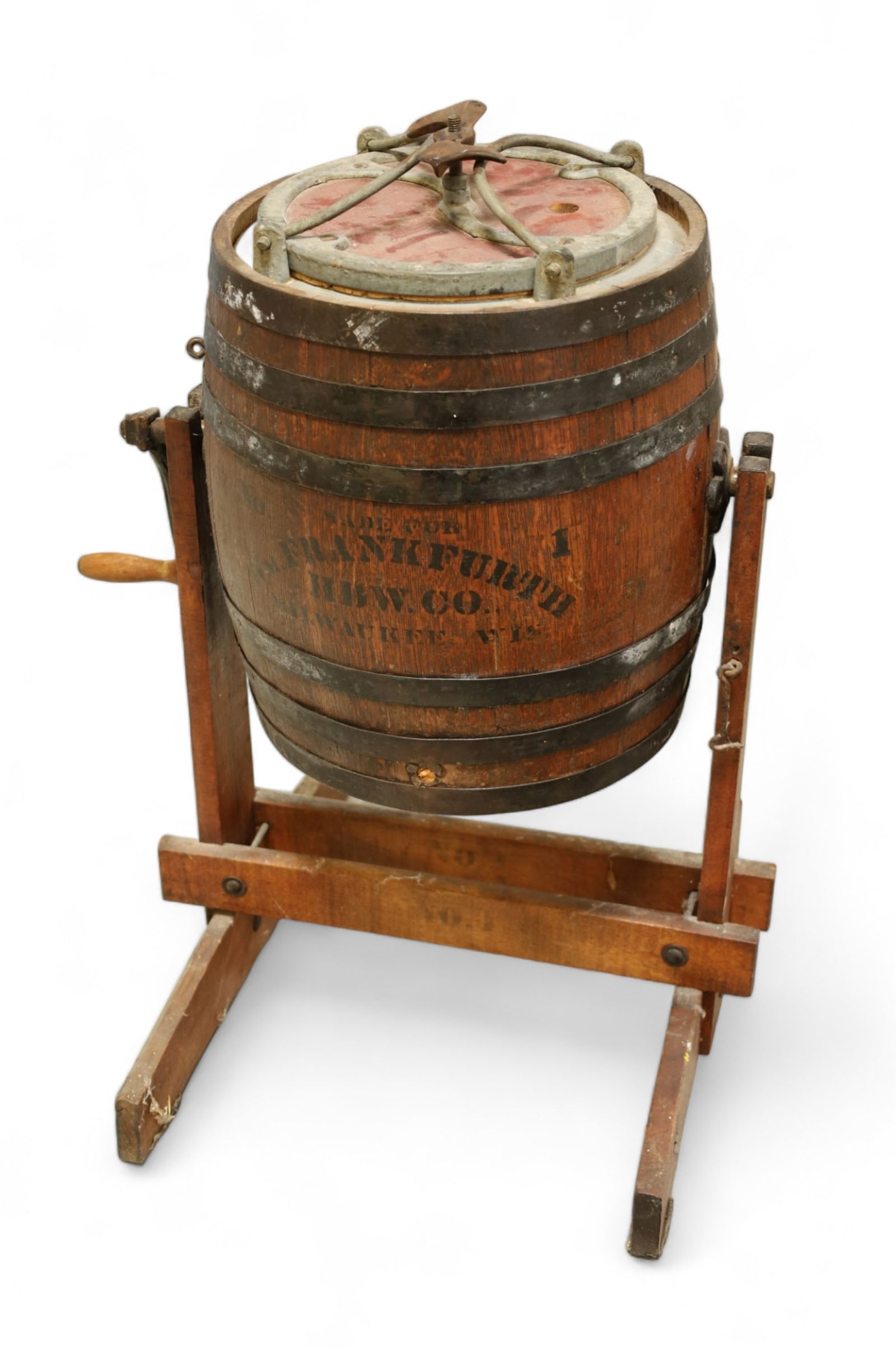 Antique Wooden Barrel Butter Churn Auction