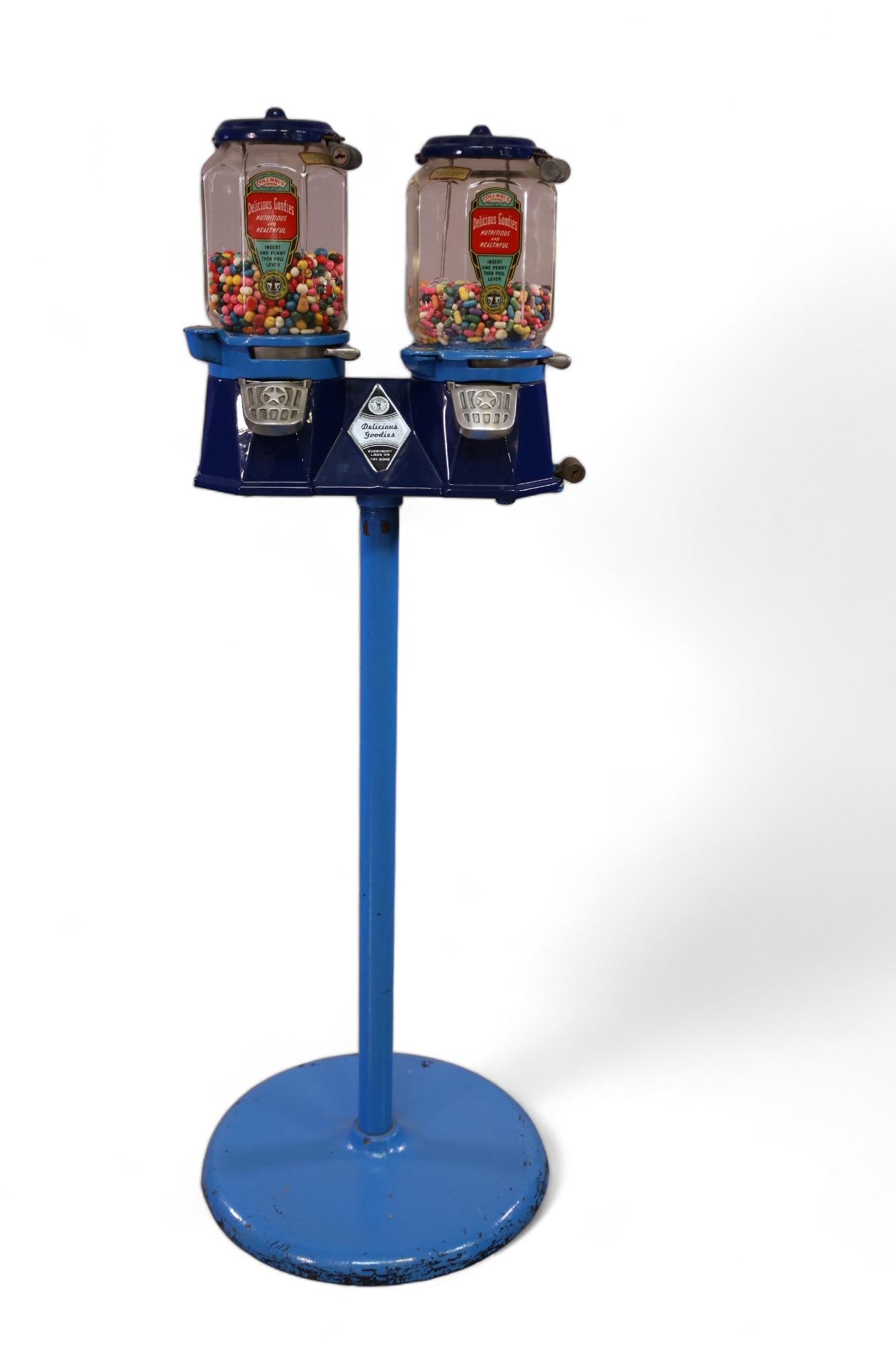 Rare Columbus Double Gumball Machines On Stand Auction