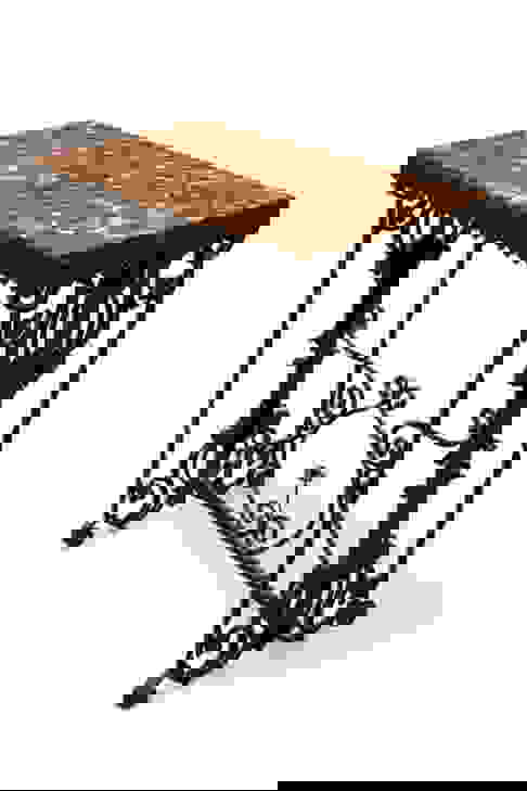 1920's Spanish Style Marble Top Side Table Auction