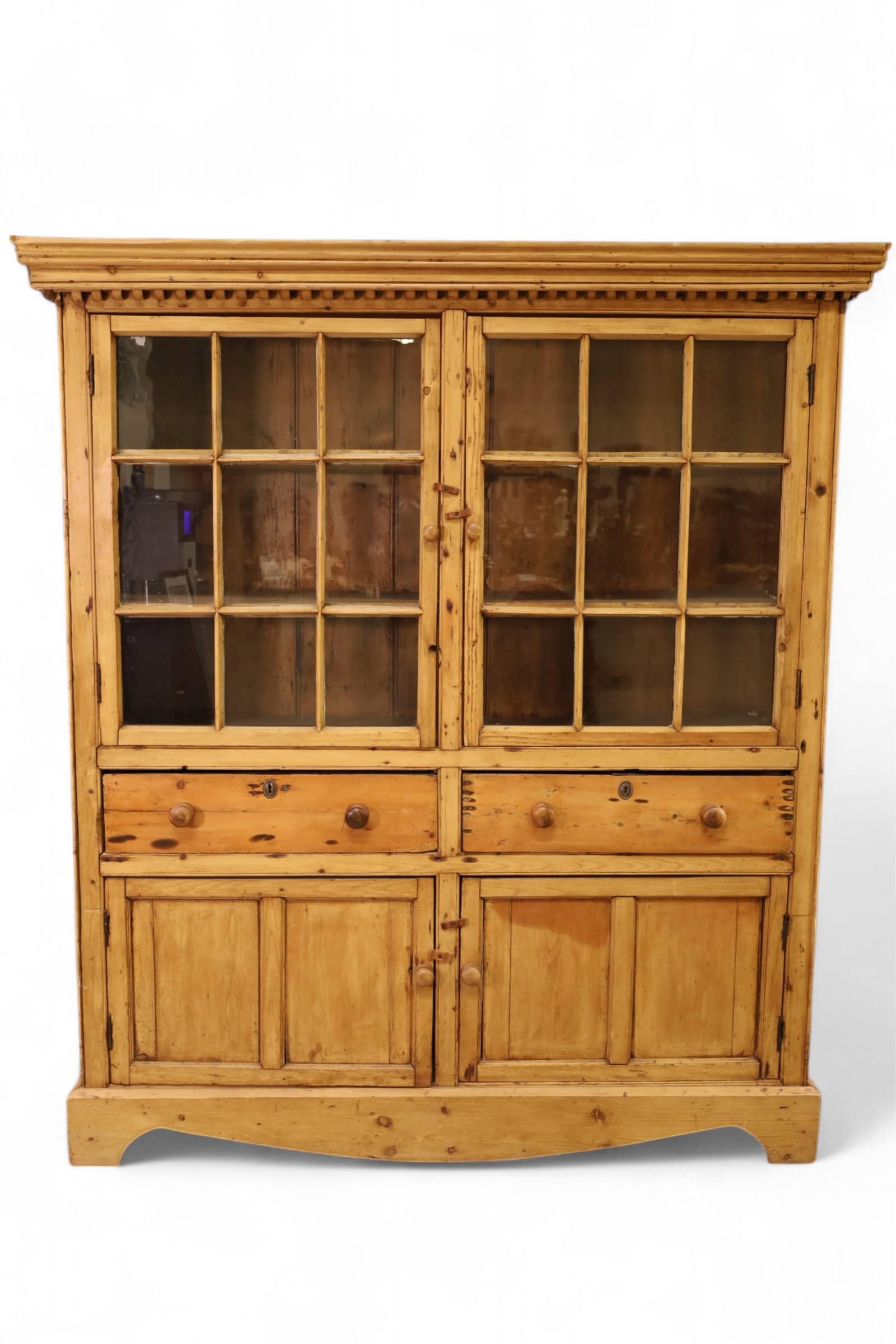 Large Antique Pine China Cabinet Auction