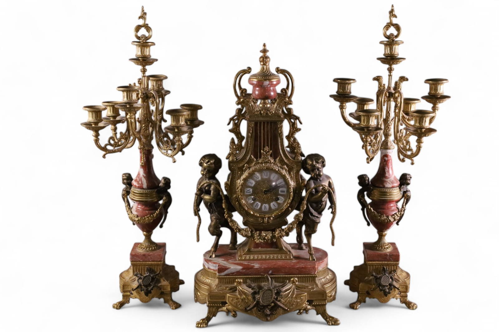3 Piece French Style Clock Set Auction