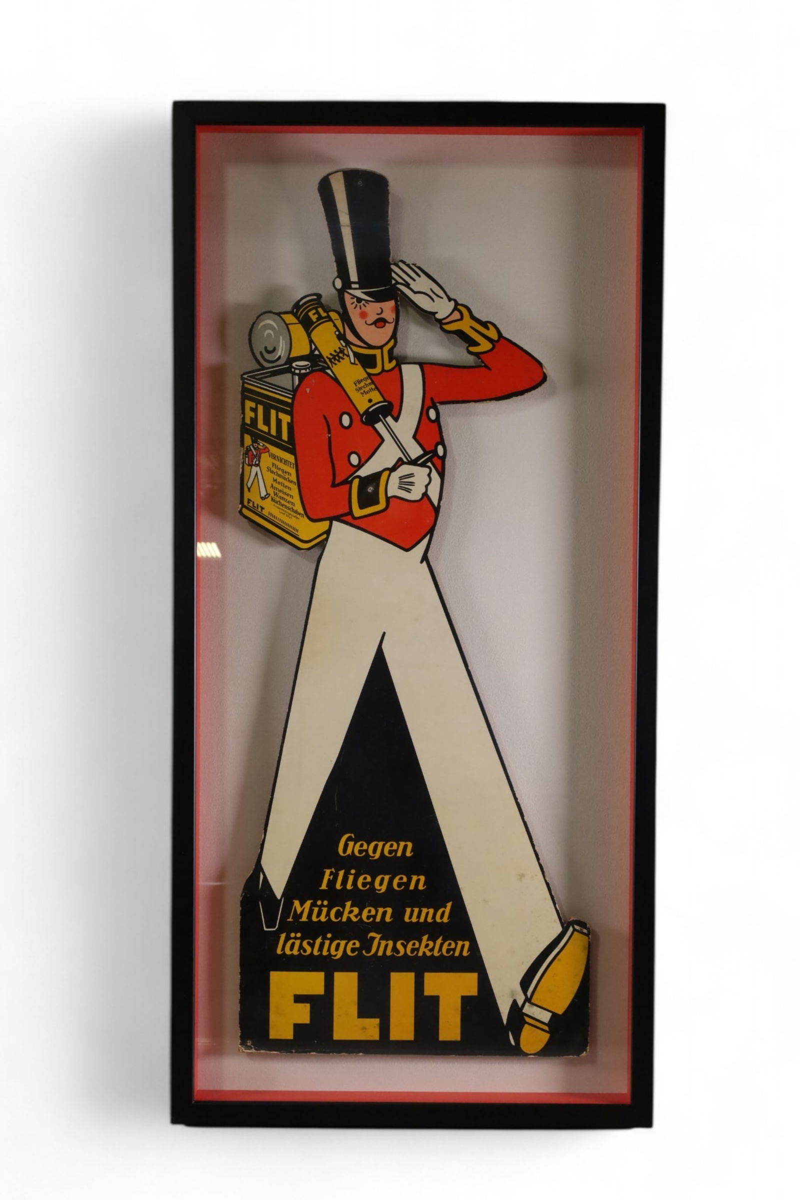 (esso) Flit Soldier Cardboard Sign Framed Auction