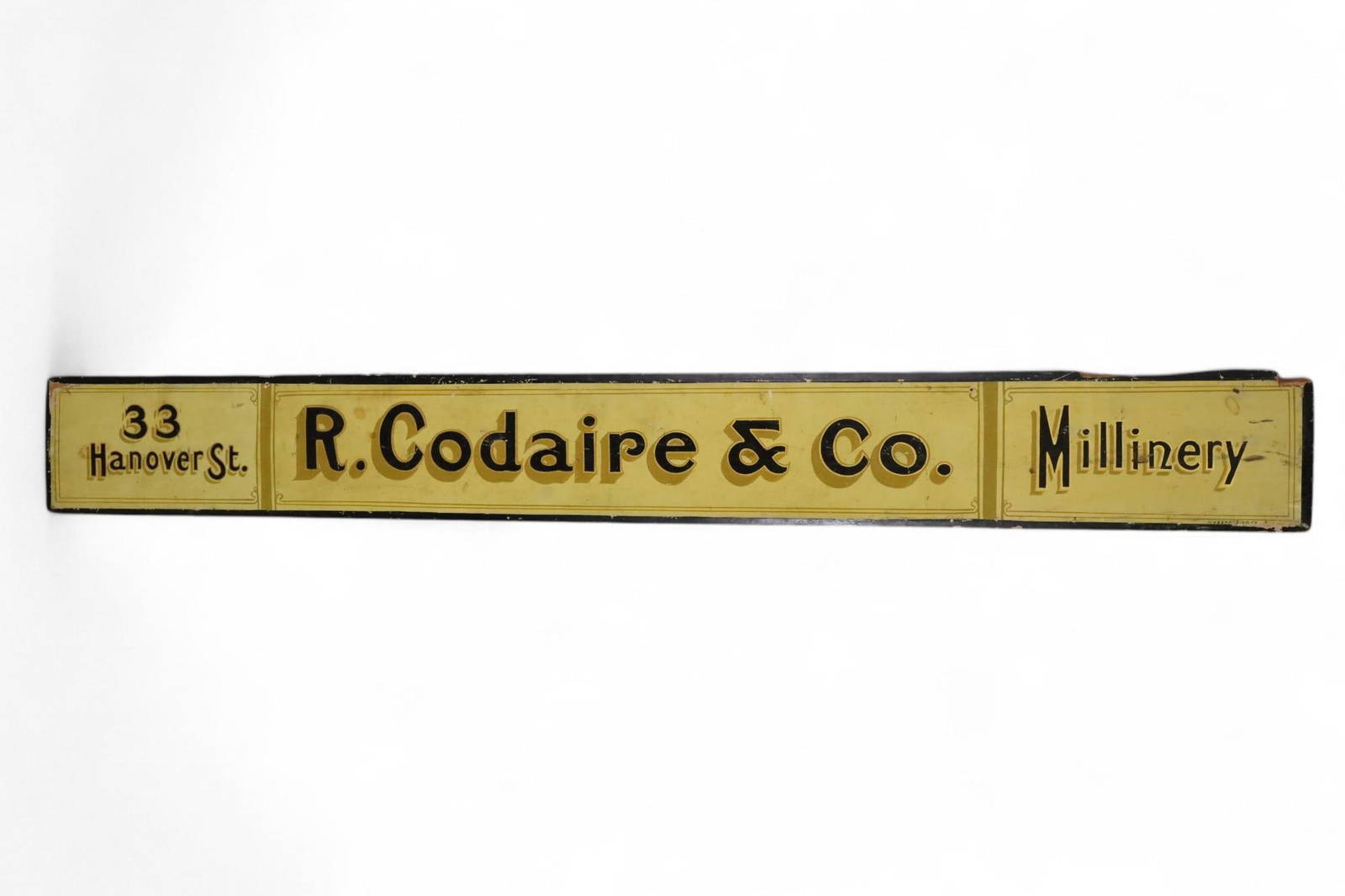 R. Codaire & Co. Millinery Wood Sign Auction