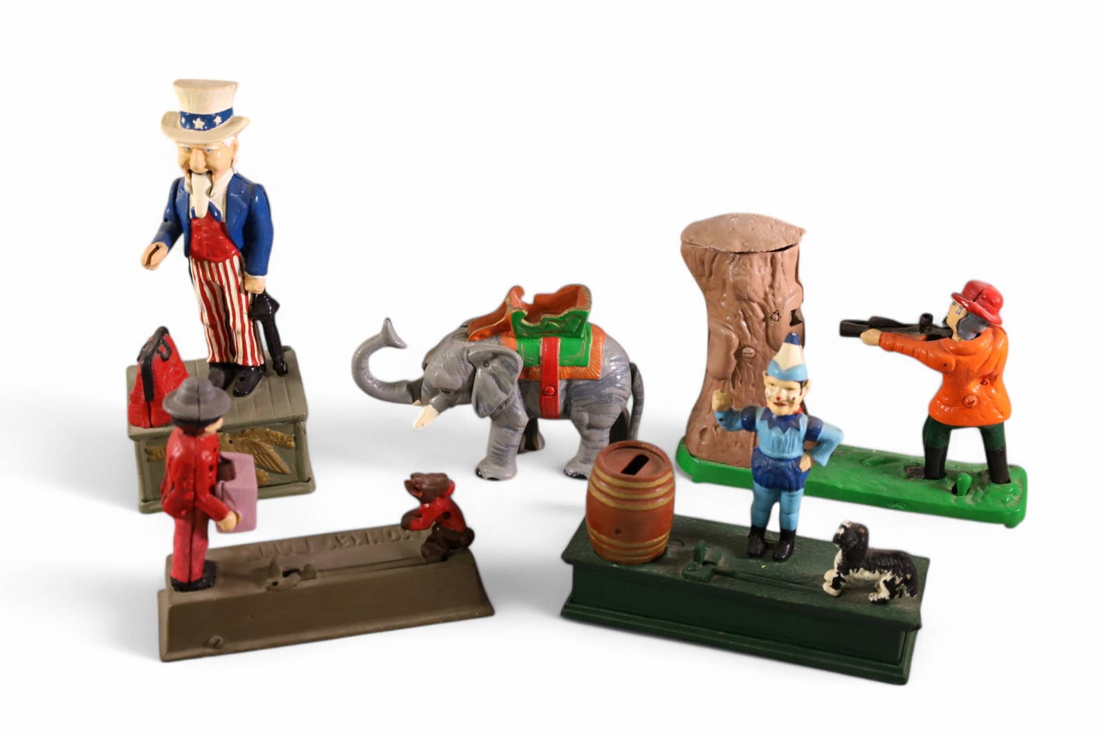 5 Reproduction Cast Iron Banks Auction