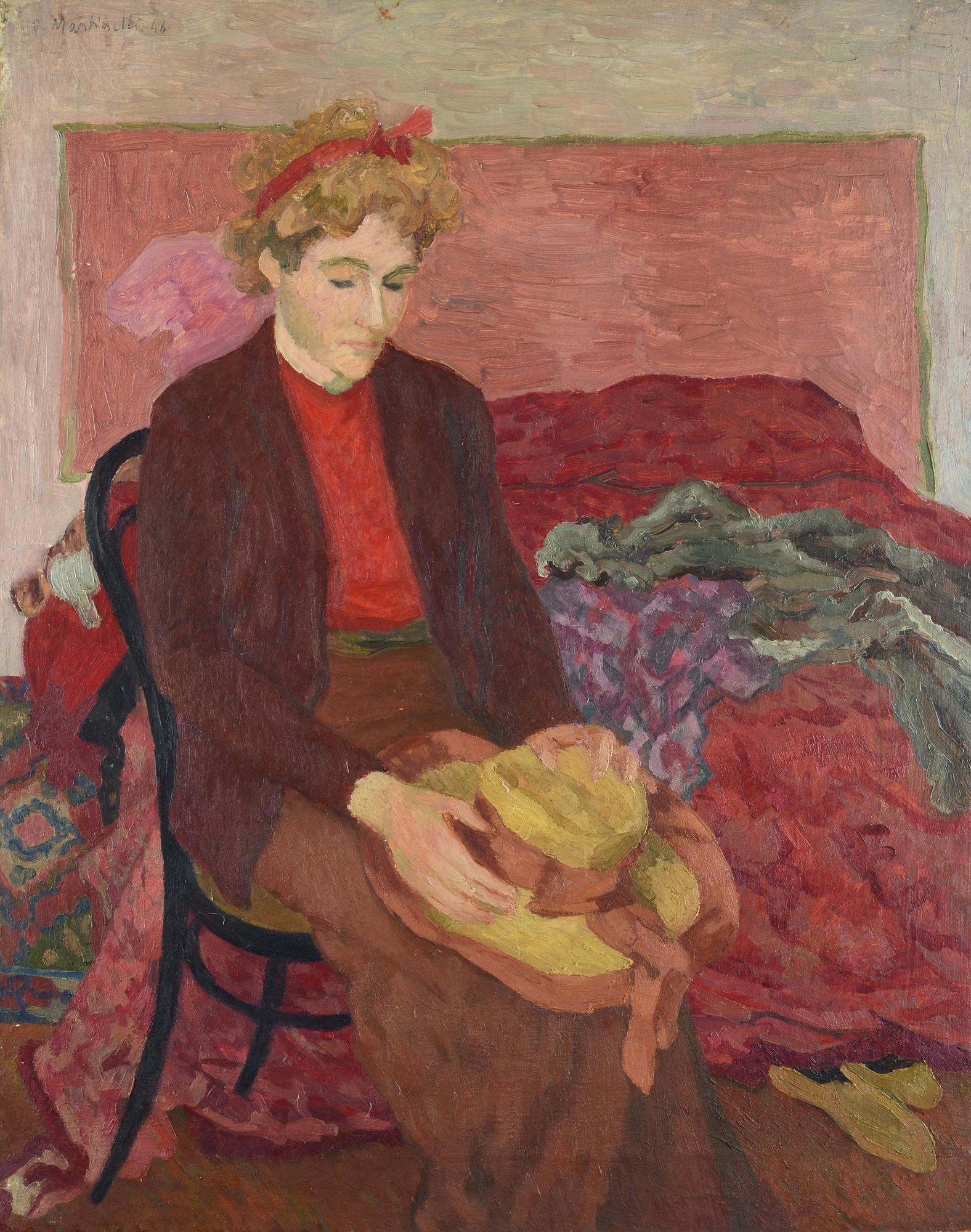 Onofrio Martinelli (Mola di Bari, 1900 - Firenze, 1966) - Ritratto di Adriana Pincherle, 1946 ...