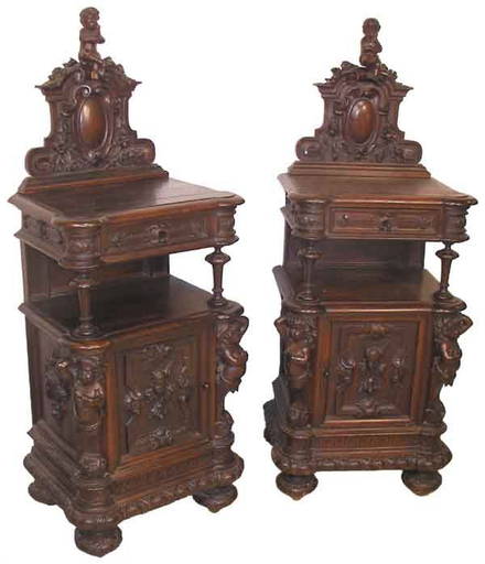 Pr. Alexander Roux Walnut Figural Night Stands