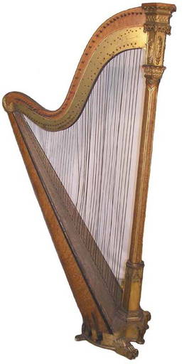 Mid 19th C. American Satinwood Full Size Harp