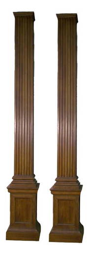 Pr. 19th C. Oak & Detail Reeded Columns