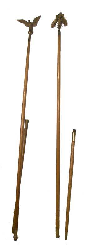 Pr. 19th C. Oak & Bronze Parade Flag Poles