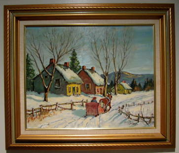 Bruce Mitchell Oil On Canvas Winter Scene