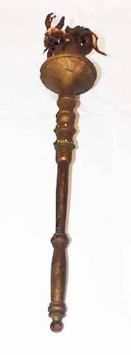 Ioof Wooden Gold Ceremonial Torch With Leather Flames