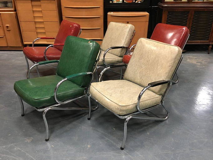 5 1950's Mid Century Modern Chrome Chairs