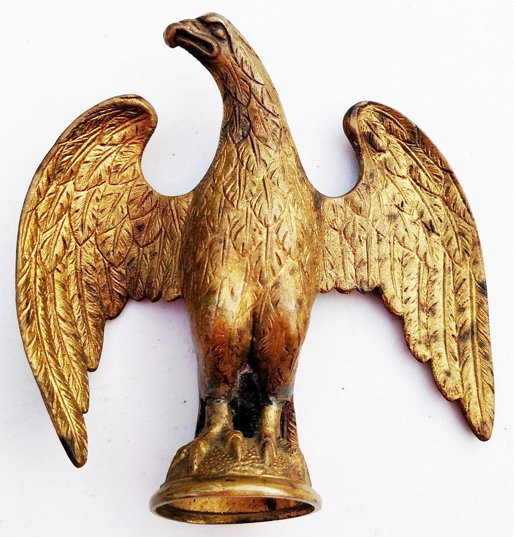 Large Antique Federal Eagle Cast Brass Flag Topper