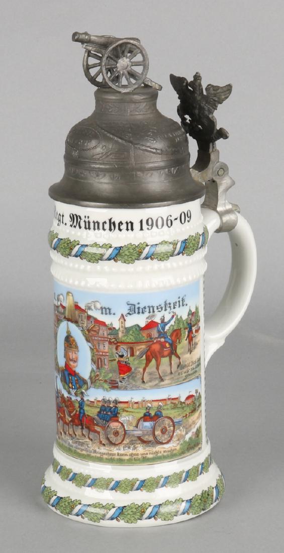 German Porcelain Reservists Beer Mug With Tin Lid. Bay.