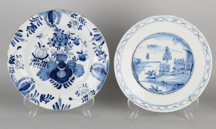 Two 18th Century Delft Signs. Once With Estate Decor,