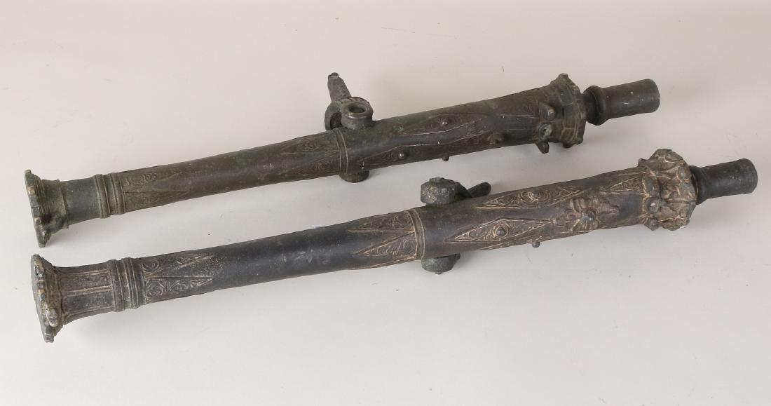 Two old / antique Chinese brass ship's bow cannons with