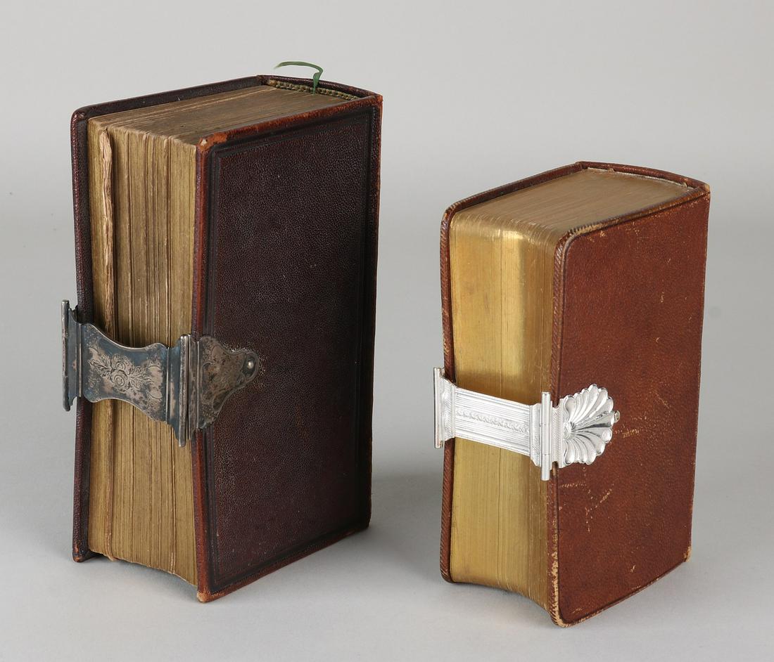 Two Bibles With Leather Cover With Silver Lock. Bible