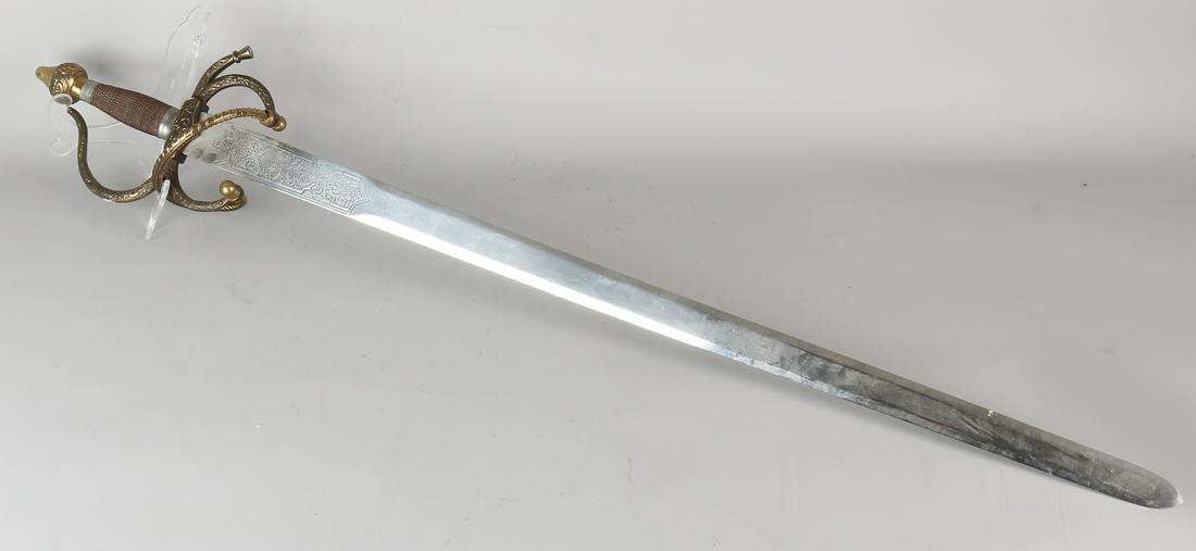 Decorative Rapier With Carved Bronze And Blade. Deco.