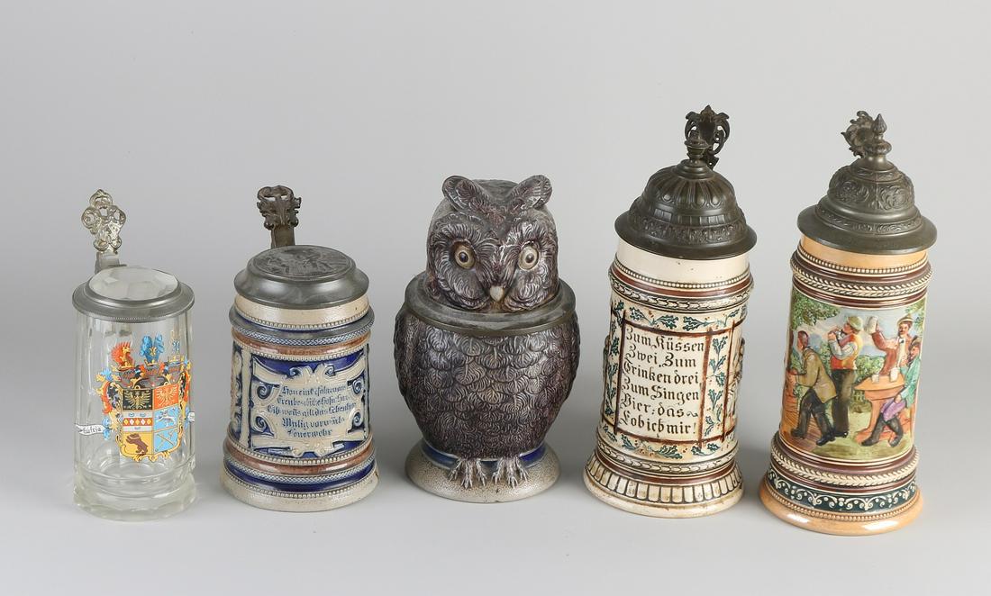 Five Different German Beer Mugs. Consisting Of: