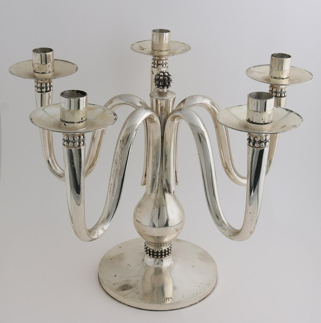Silver Design Candlestick, 925/000, On A Round Base