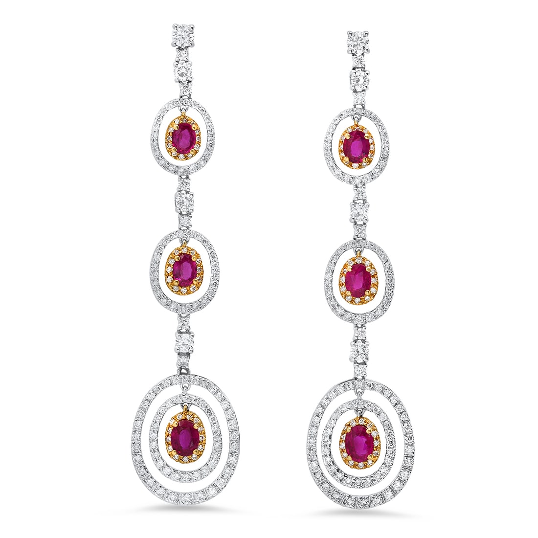 14k Yellow And White Gold 1.99ct Ruby And 2.08ct Diamond Earrings Auction