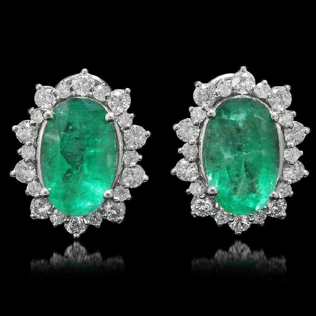 18k White Gold 13.36ct Emerald And 3.32ct Diamond Earrings - Aug 01 ...