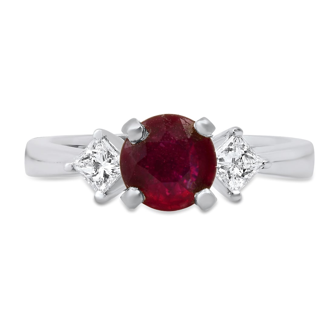 18k White Gold Setting With 0.92ct Ruby And 0.38ct Diamond Ladies Ring ...