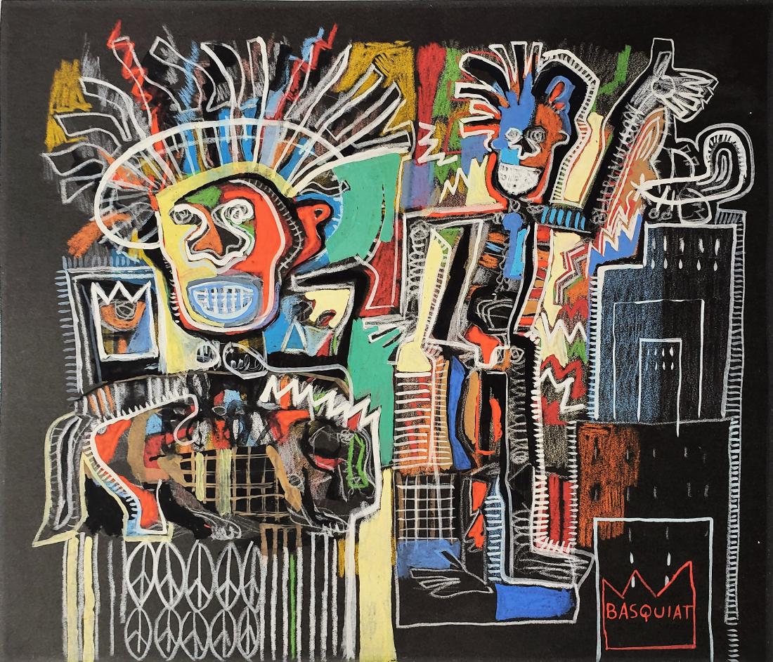 Mixed media on paper signed Jean-Michel Basquiat