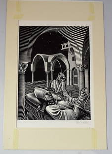 M.c. Escher "ascending, Descending" Etching