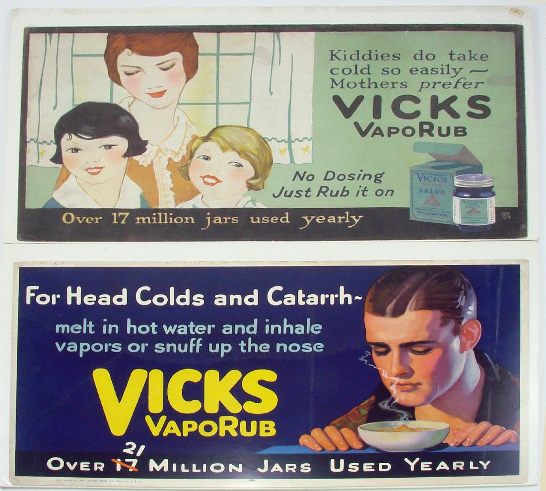 (2) VICKS VAPORUB ADVERTISING TROLLEY CARDS