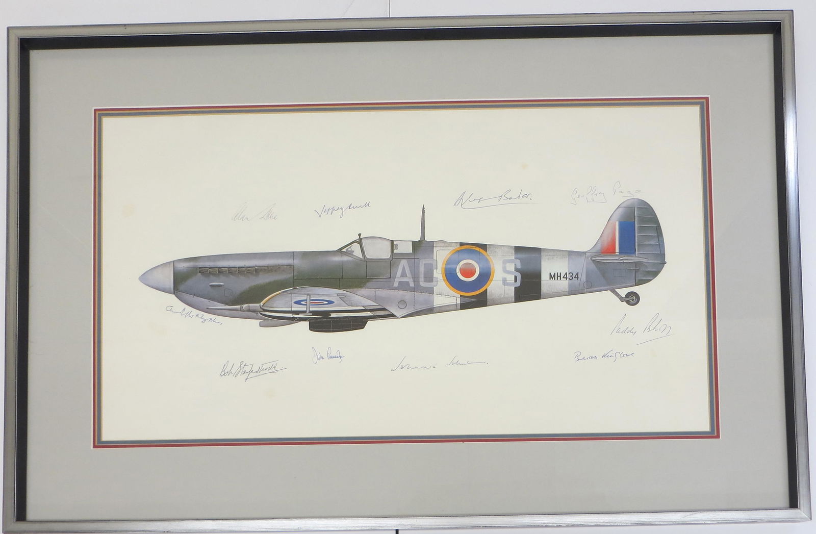 For Auction: WWII SPITFIRE PRINT (8) PILOTS SIGNED BATTLE OF BRITAIN ...