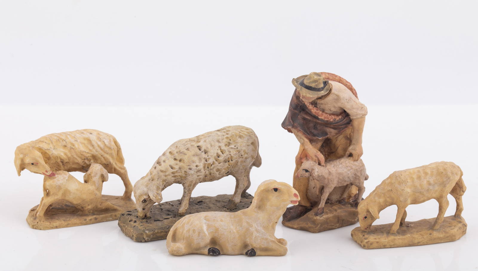 (5) Pcs. Resin / Composition Shepherd & Sheep Auction