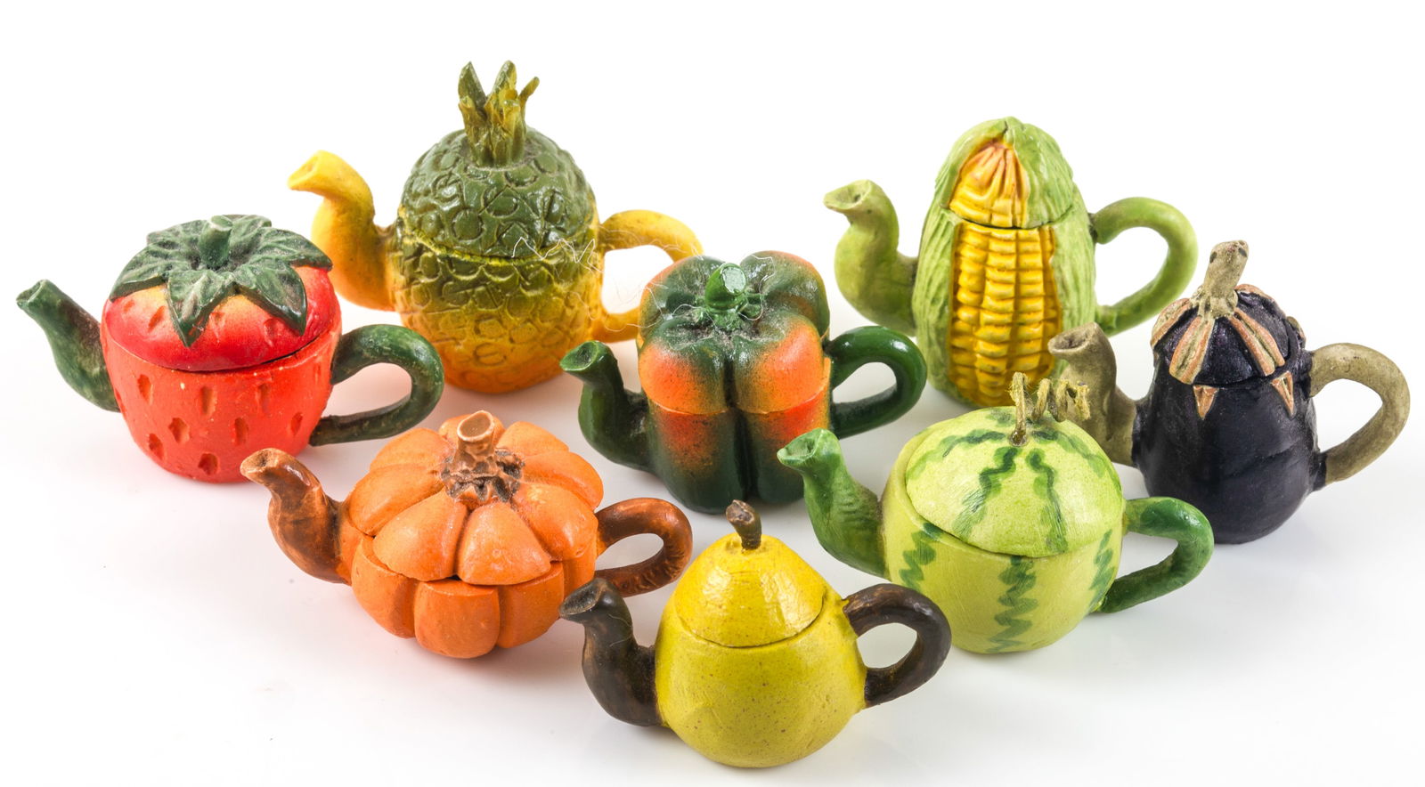 (8) Miniature Resin Teapots - Vegetables Auction