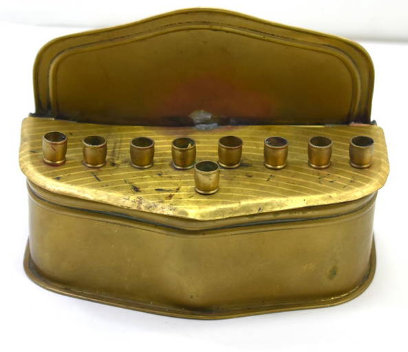 Judaica, Copper Hanukiya, Hand Made, Including Drawer