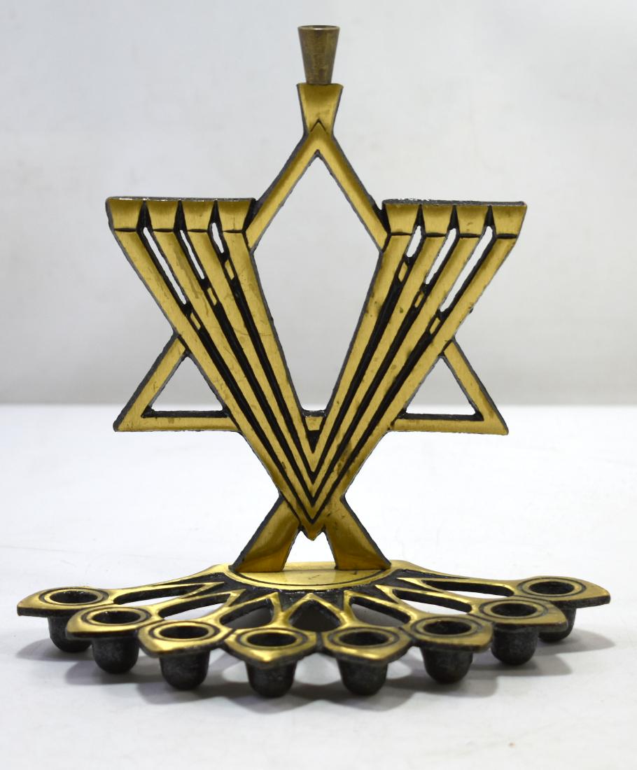 Judaica, Copper Hanukiya, Designed With Star Of David,