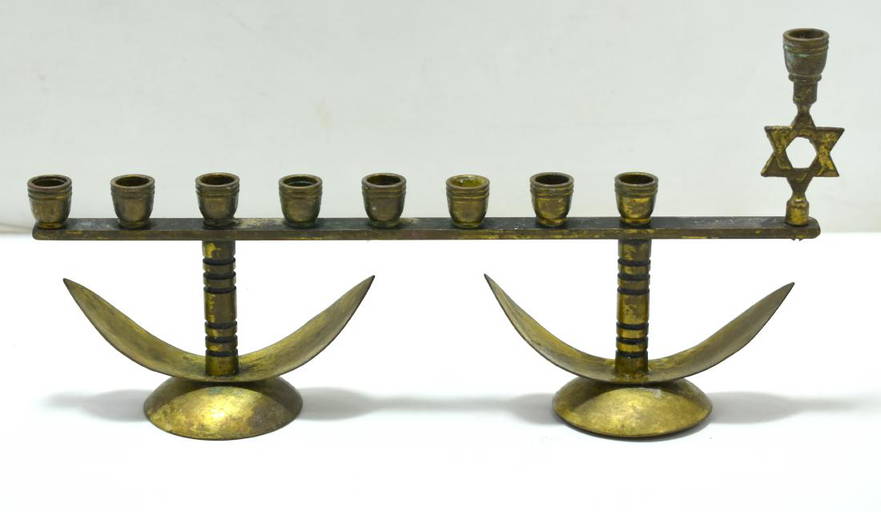 Judaica, Copper Hanukiya, Well Pratt Style, Hand Made,