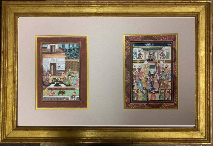 Persian Watercolor And Quash On Paper Painting.