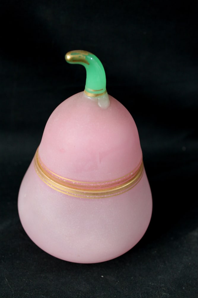Antique Rose-color Opaline Glass Pear Shaped Box Auction