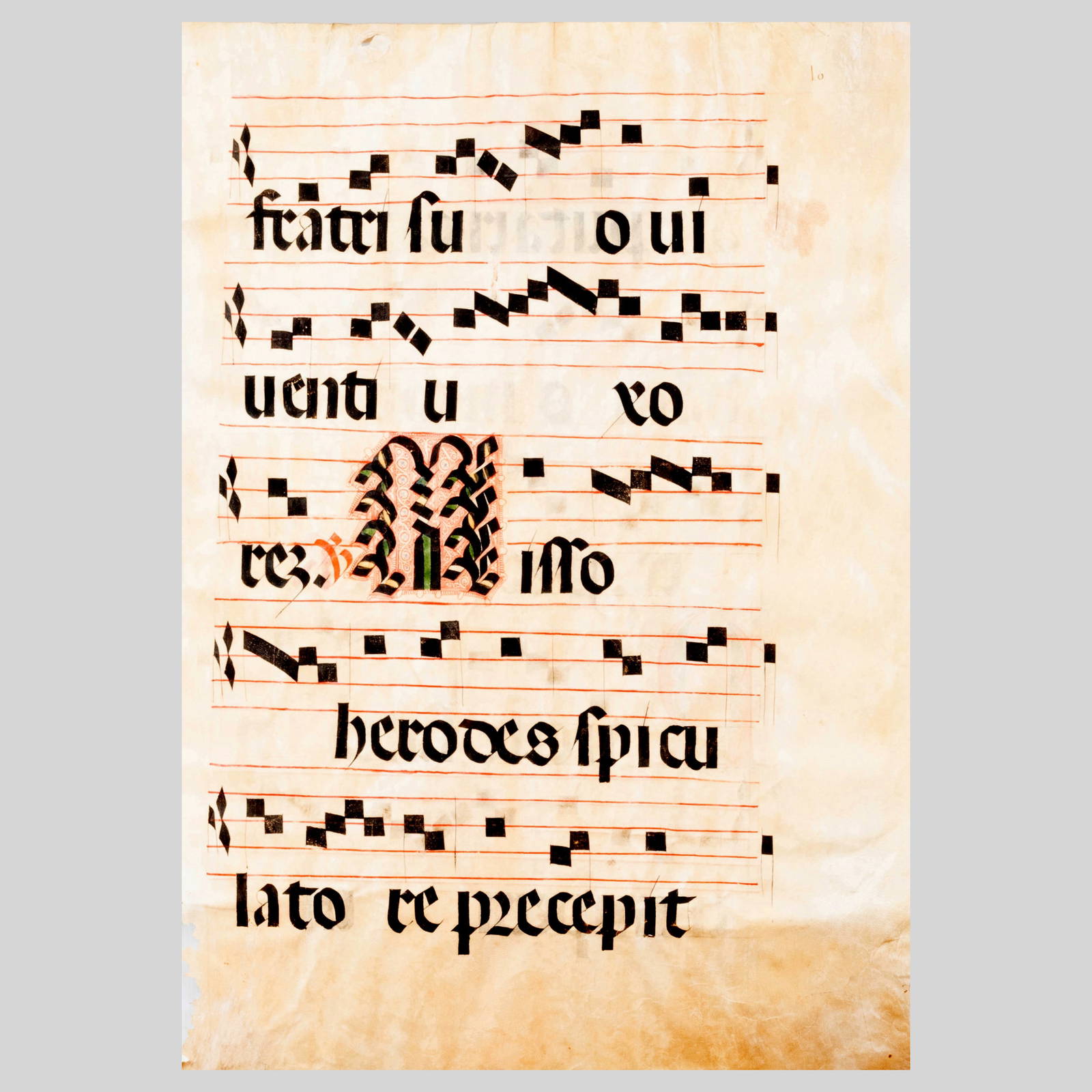 Large 16th C. Spanish Choir Book Manuscript Leaf Auction