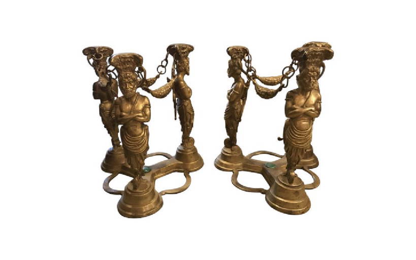 Neo Grec Style Brass Table Bases