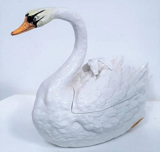 Mid Century Large Italian Bassano Swan Tureen