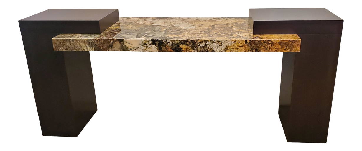 Mid Century Modern Italian Stone & Wood Console Table (#0210) on Oct 31 ...