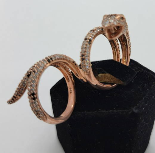 Italian 24kPlt Sterling Double Finger Snake Ring - Nov 19, 2022 ...