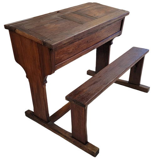 Rare 19thc French School Bench Desk For Two