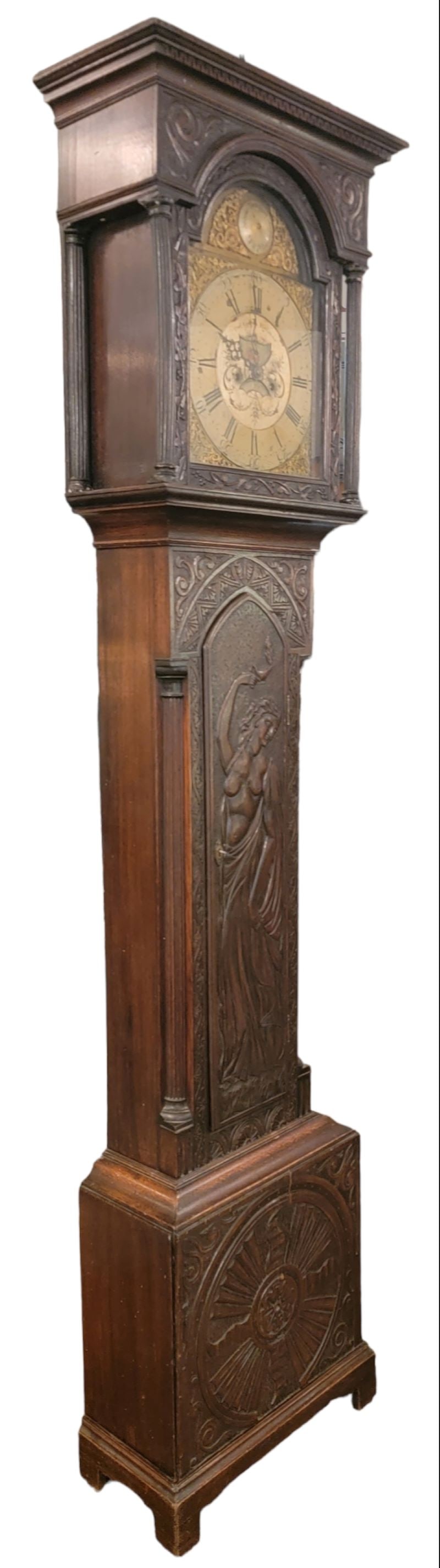 18thc Hand Made Wooden Grandfather Clock Auction